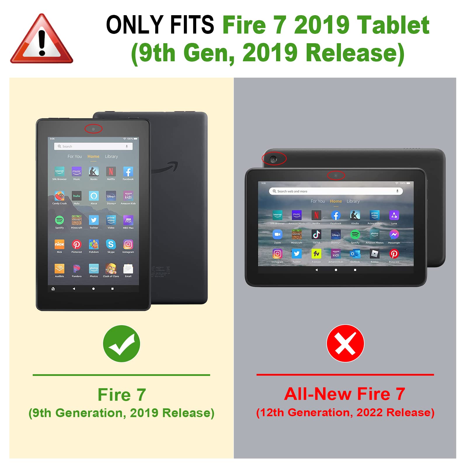 Fintie Folio Case for Amazon Fire 7 Tablet (9th Generation, 2019 Release) - Slim Fit PU Leather Standing Protective Cover with Auto Wake/Sleep, Love Tree