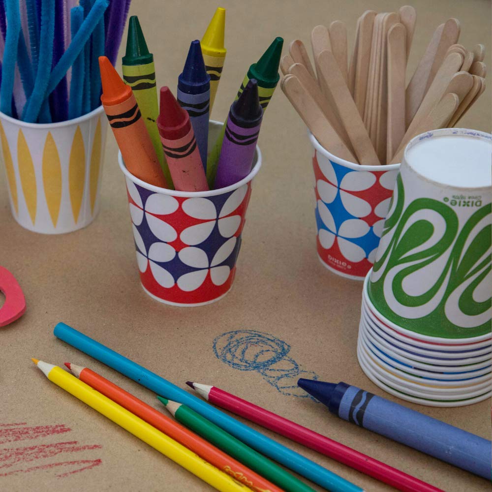 Dixie Multi-Purpose, 5 oz Paper Cups, Box of 100 Cups, Colors/Styles Vary, Multicolor (15964)