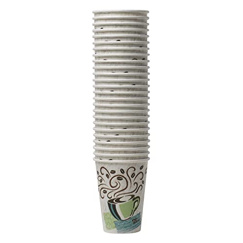 Dixie PerfecTouch WiseSize Coffee Design Insulated Paper Cup, 16oz Cups and Lids Bundle (16 oz, 150 Cups, 150 Lids)