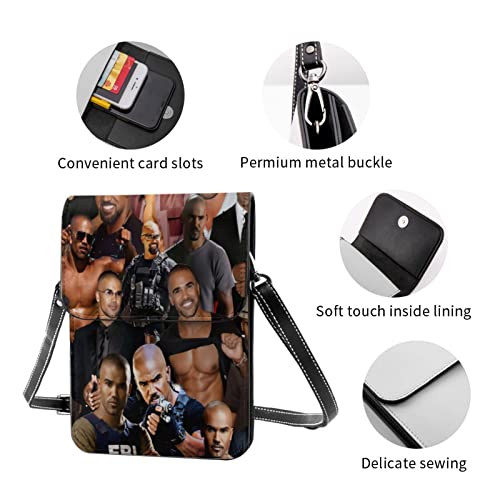 KIANSLA Shemar Moore Collage Small Crossbody Cell Phone Bag For Women'S, Portable Multifunction Shoulder Bag Card Hold Purse,With Removable Shoulder Strap