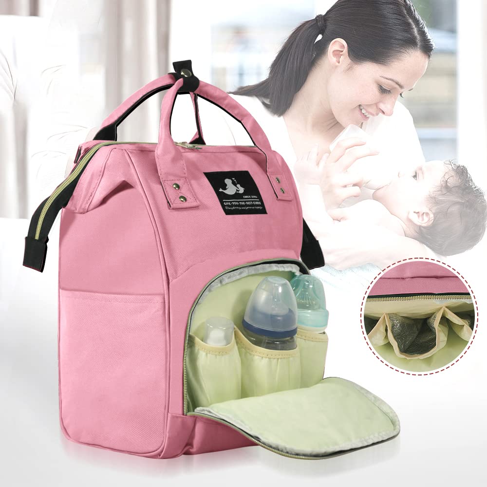 ISENSHI Diaper Bag Backpack, Diaper Backpack Organizer Bag for Mom/Dad, Large Capacity and Insulated Pockets