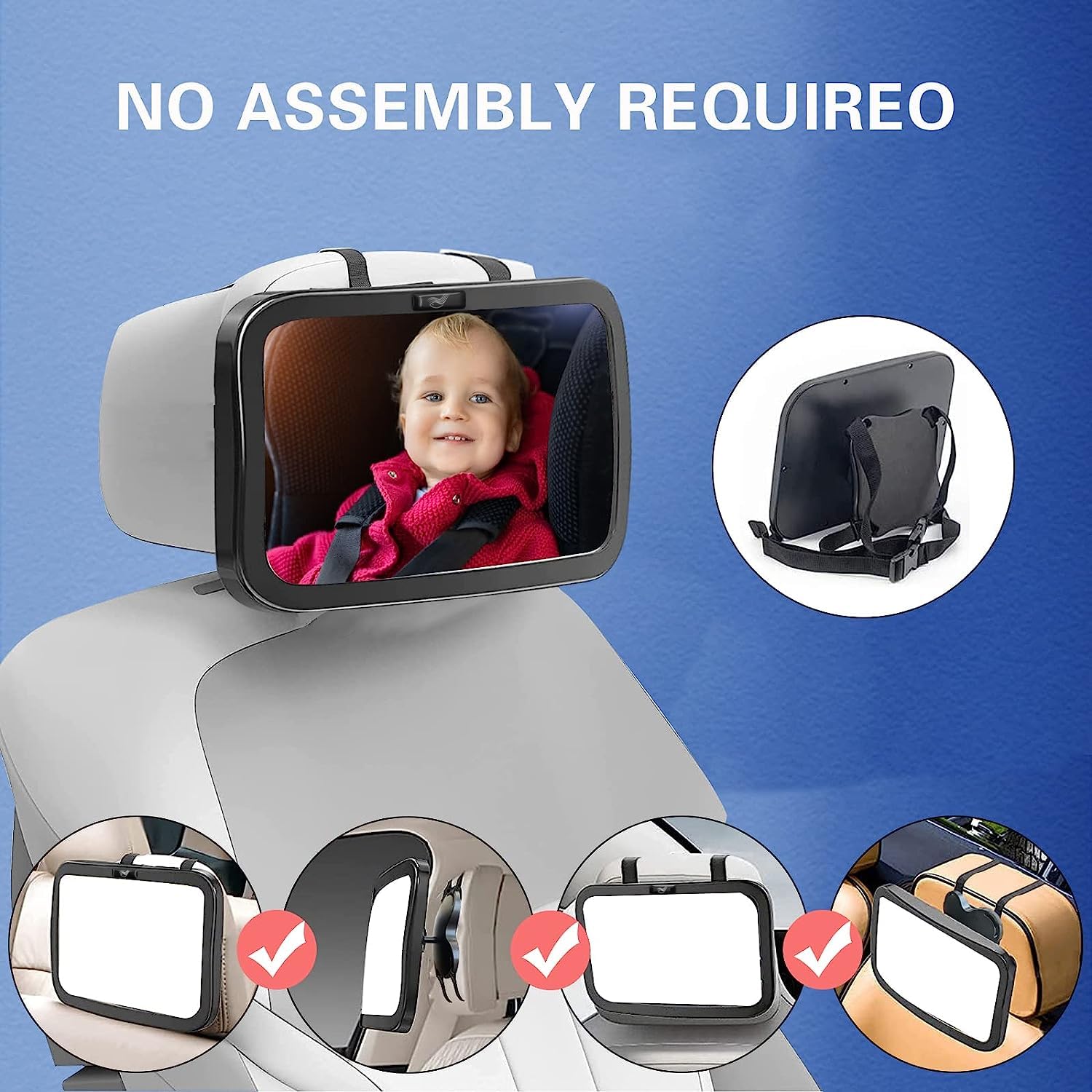 Molly & Nemo baby car mirror,Car Mirror Baby Rear Facing Seat,Car Seat Mirror With Wide Angle,Shatterproof & Adjustable, Crash Tested & Certified for Safety