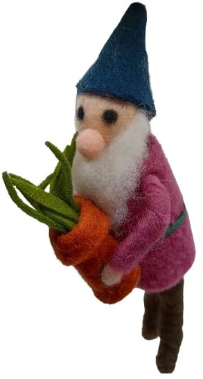 OnHoliday Felt Gnome in Purple Shirt with Potted Plant Hanging Christmas Tree Ornament