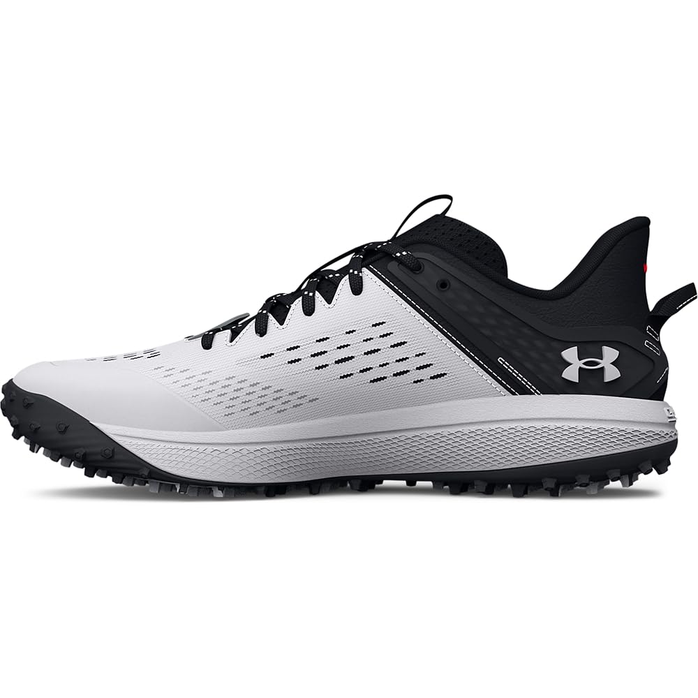 Under Armour Men's Yard Low Turf Baseball Cleat Shoe, (002) Black/White/White, 9