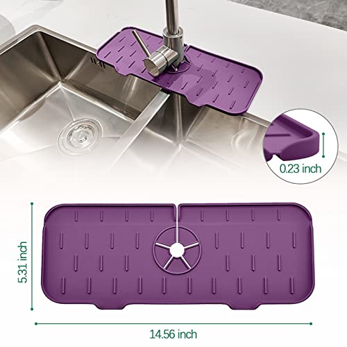 JODEILIY Kitchen Silicone Faucet Sink Splash Guard,Faucet Water Catcher Mat,Sink Draining Pad Behind Faucet,Silicone Drying Mat