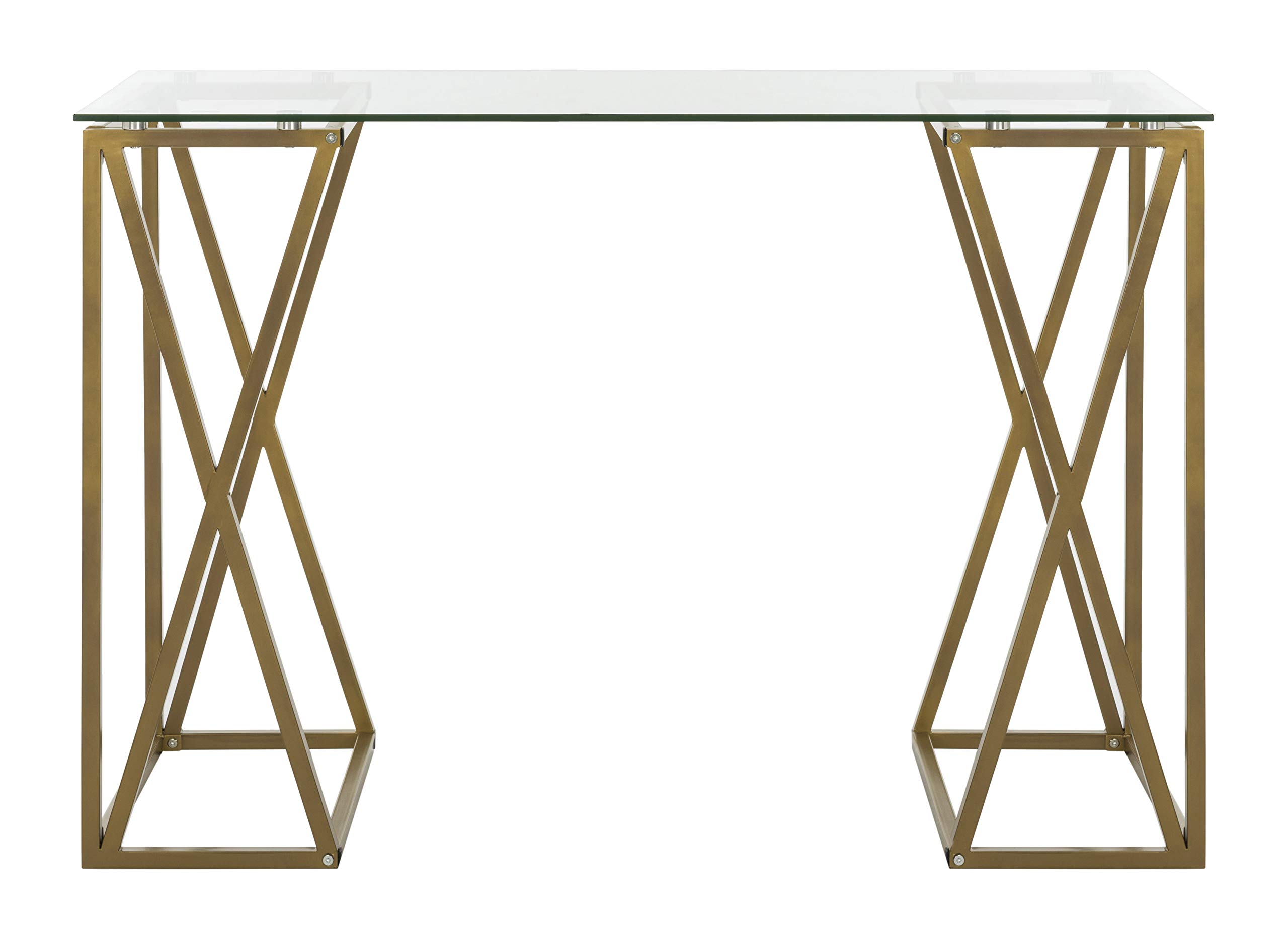 Safavieh Home Office Theresa Modern Gold Glass Top Desk