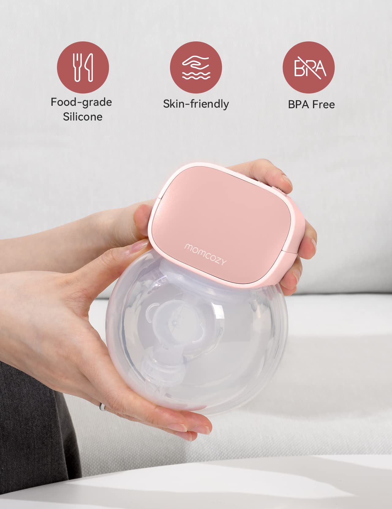 Momcozy Breastmilk Storing Bags with Temp-Sensing 120pcs & Double Wearable Breast Pump, 24mm Pink