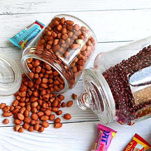 Woaiwo-q 35 oz Glass Jars, Glass Storage Container with Glass Lid for Biscuits, Candy, Dry Goods, Beans, Cookie Jar with Lid for Home & Kitchen (Set of 6)