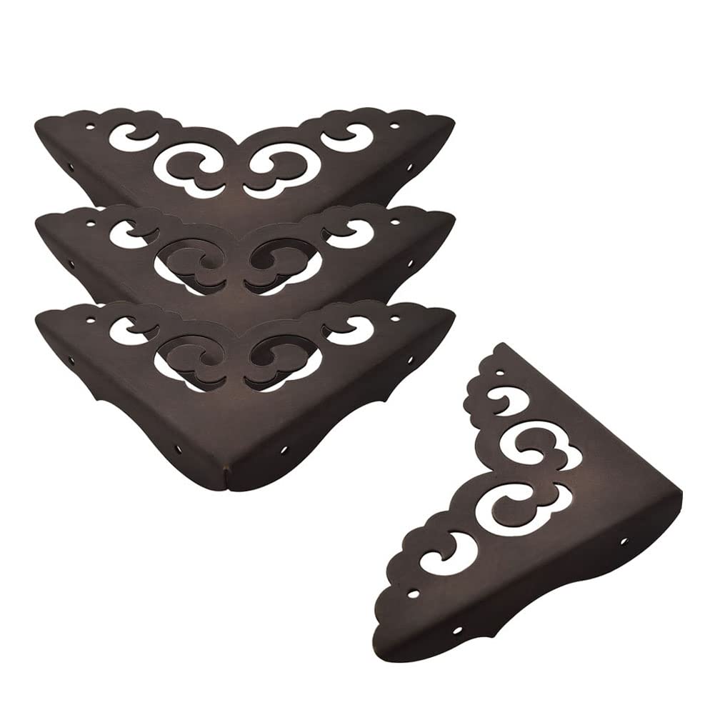 Metal Corner Protectors for Wood Boxes Furniture, Vintage Decorative Corner Guards for Box Door Table Furniture Corner Edge Safety Guard Pack of 4
