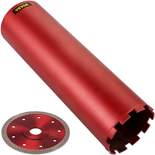 VEVOR Diamond Core Drill, 5"/127mm Diameter Core Drill Bit, 14"/355mm Concrete Core Drill Bit, 5/8"-11 Thread Core Bit, Dry/Wet Drill Core Bits w/a Blade, Diamond Wet Coring Bit for Concrete Brick