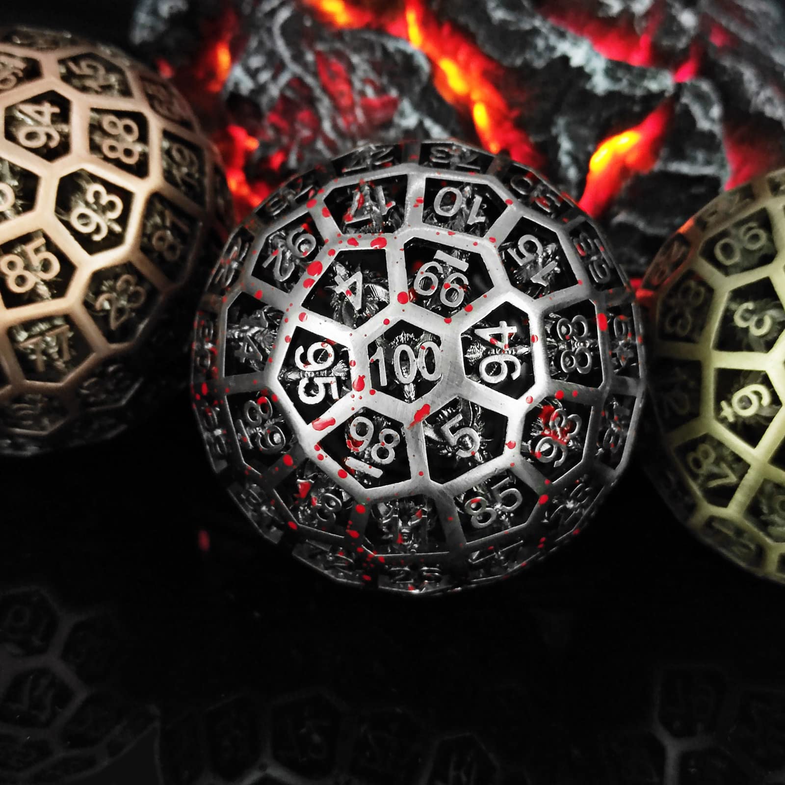 Metal DND D100 Dice Hollow D&D Dungeons and Dragons Gifts RPG Polyhedron 100 Sided Big Giant Dice Set MTG Pathfinder Warhammer D and D Card Table Games Accessories - Colorful