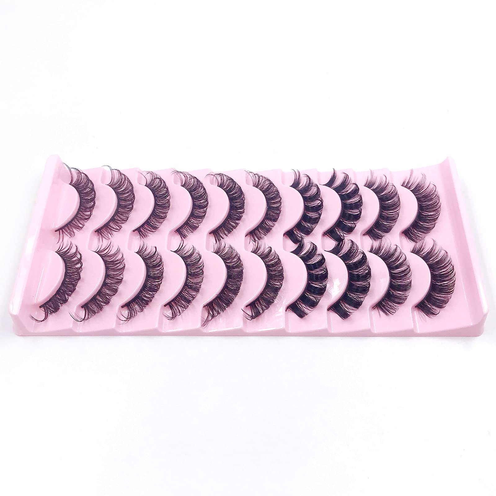 IFLOVEDEKD 5 Styles Mix Fluffy Russian Curl Lashes 10 Pairs Russian Strip Lashes Natural Fake Lashes Pack Wispy Russian Lashes D Curl Thick False Eyelashes Dramatic Russian Volume Strip Eyelashes