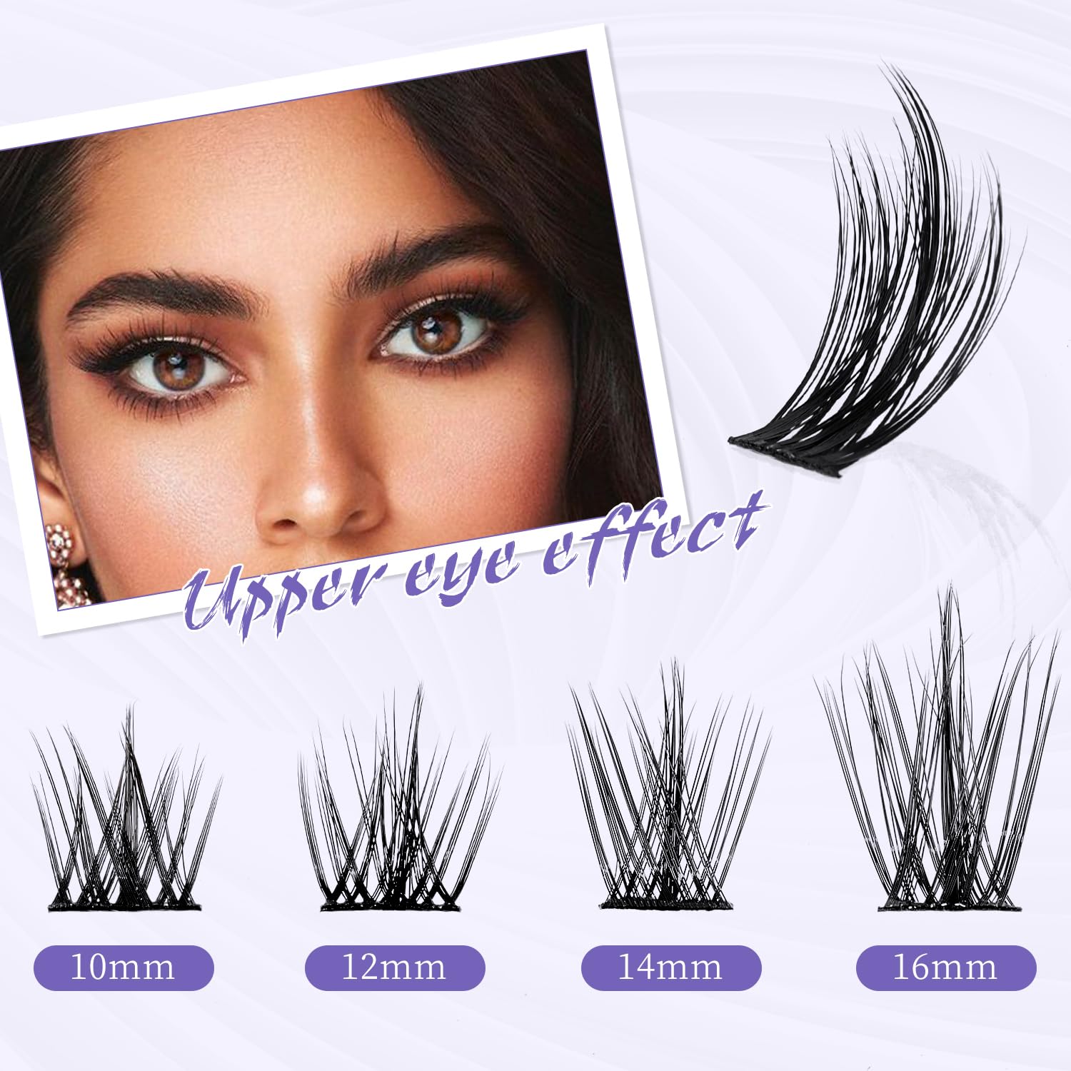 DIY eyelash extension Kit, eyelash cluster 144 pieces, cluster eyelash application tool, super styling eyelash bonding and sealing, cluster eyelash glue remover is easy to use at home