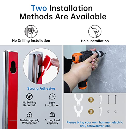 G-Promise No Drilling Metal Shower Slide Bar with Height and Angle Adjustable Handheld Shower Head Holder |Strong Adhesive Disc Mount or Wall-Mounted (Chrome)