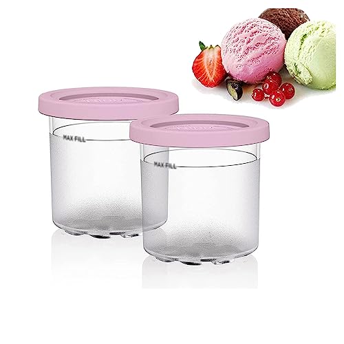 UNDR 2/4/6PCS Creami Pint Containers, for Creami Ninja Ice Cream Pint Containers,16 OZ Creami Containers Reusable,Leaf-Proof Compatible NC301 NC300 NC299AMZ Series Ice Cream Maker,Pink-6PCS