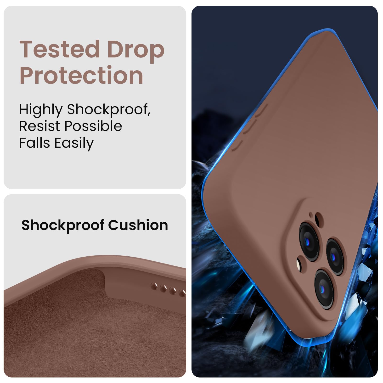FireNova Designed for iPhone 15 Pro Max Case, Silicone Upgraded [Camera Protection] for iPhone 15 ProMax Case with [2 Screen Protectors], Anti-Scratch Microfiber Lining, 6.7 inch, Light Brown