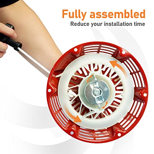 LUSQI Recoil Starter for Honda GX390 Lawn Mower Engines Motor, Pull Start Assembly for Honda GX340 Generator, Red Pull Starter for Honda Parts, 28400-ZE3-W01 28400-ZE3-W01ZA