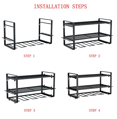 Power tool storage rack, drill rack Wall mounted, Heavy Duty Garage tools Power tool storage, utility for cordless drill in tool room garage, 3-story 120 lb limit, black(17"D x 9.45"W x 8"H Inch)