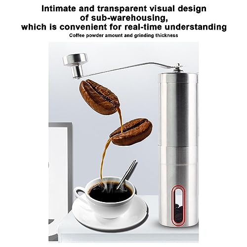 Manual Coffee Grinder, Adjustable Portable Coffee Grinder, Stainless Steel Hand Coffee Mill Grinder,Small Hand Coffee Grinder Manual,Grinding Burr for Travel, Camping, Kitchen and Offiice