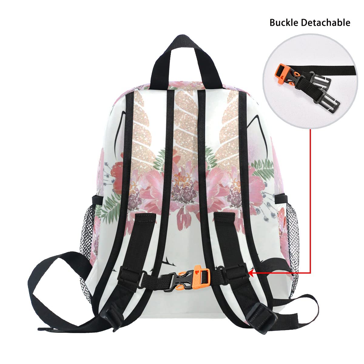 Glaphy Custom Kid's Name Backpack, Unicorn Pink Floral Toddler Backpack for Daycare Travel, Personalized Name Preschool Bookbags for Boys Girls Kids