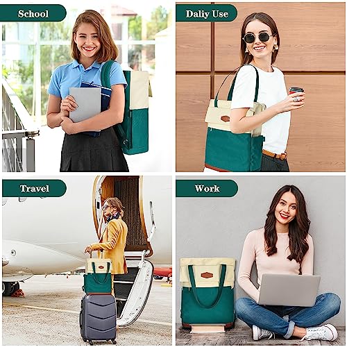 Women Backpack With Laptop Compartments & Tote Bag, 15.6Inch Waterproof Canvas Laptop Bookbag with Top Wide Open, Teacher/Nurse Computer Backpack Purse, College Work Travel Rucksack for Daily use