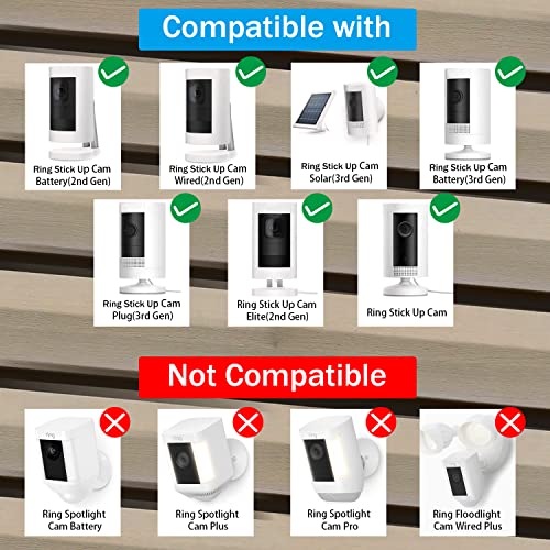 Ring Camera Vinyl Siding Wall Mounts No Drill 360 Degree Adjustable,Compatible with Ring Stick up Cam & Ring Indoor Cam(2Pack White)