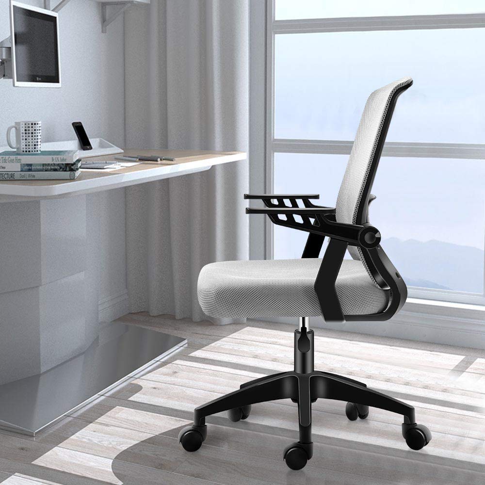 Ergonomic Office Chair, mesh Computer Desk Chair with Wheels Rolling Chair for Home Office Modern Cheap Comfy Office Chairs with arms Height Adjustable Back Lumbar Support Grey Task Chair (Grey)