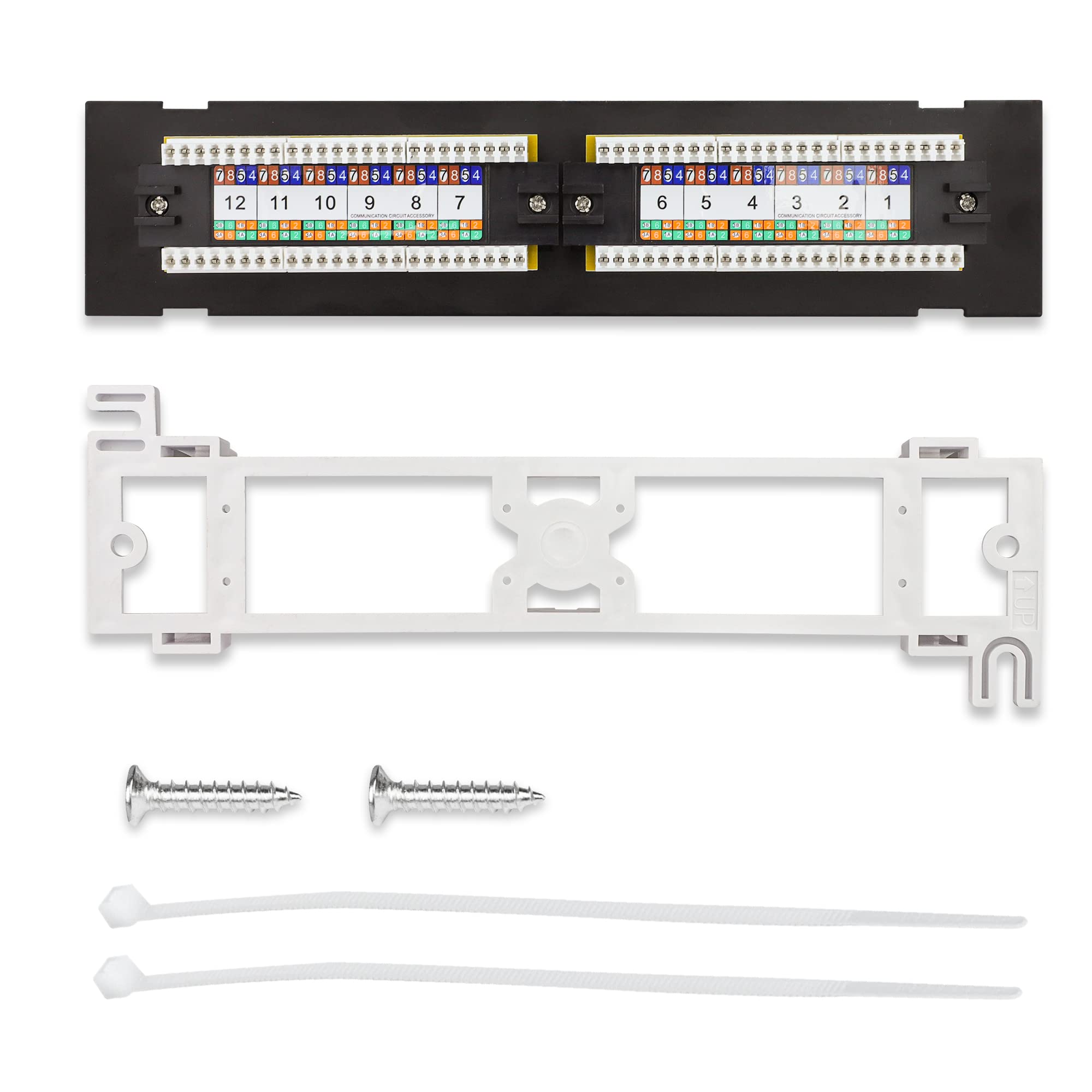 iwillink 12 Port Patch Panel, Cat6 Patch Panel with Jack Shutter, 1U Support, RJ45 Keystone Network Patch Panel Rackmount or Wall Mount for Cat6, Cat5e, Cat5 Cabling