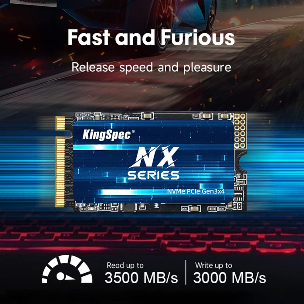 KingSpec 1TB M.2 2242 NVMe SSD - Read Speed up to 3500 MB/s, M.2 PCIe 3.0x4 SSD 3D NAND Flash, Compatible with PC/Desktop/Laptop (2242, 1TB)