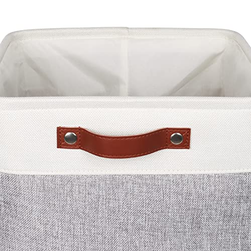 Kntiwiwo Cube Storage Bin Gray Cube Storage Bins for Closet Organizers and Storage Shelves Foldable Storage Cubes with Handles Set of 3,13”x13”x13”