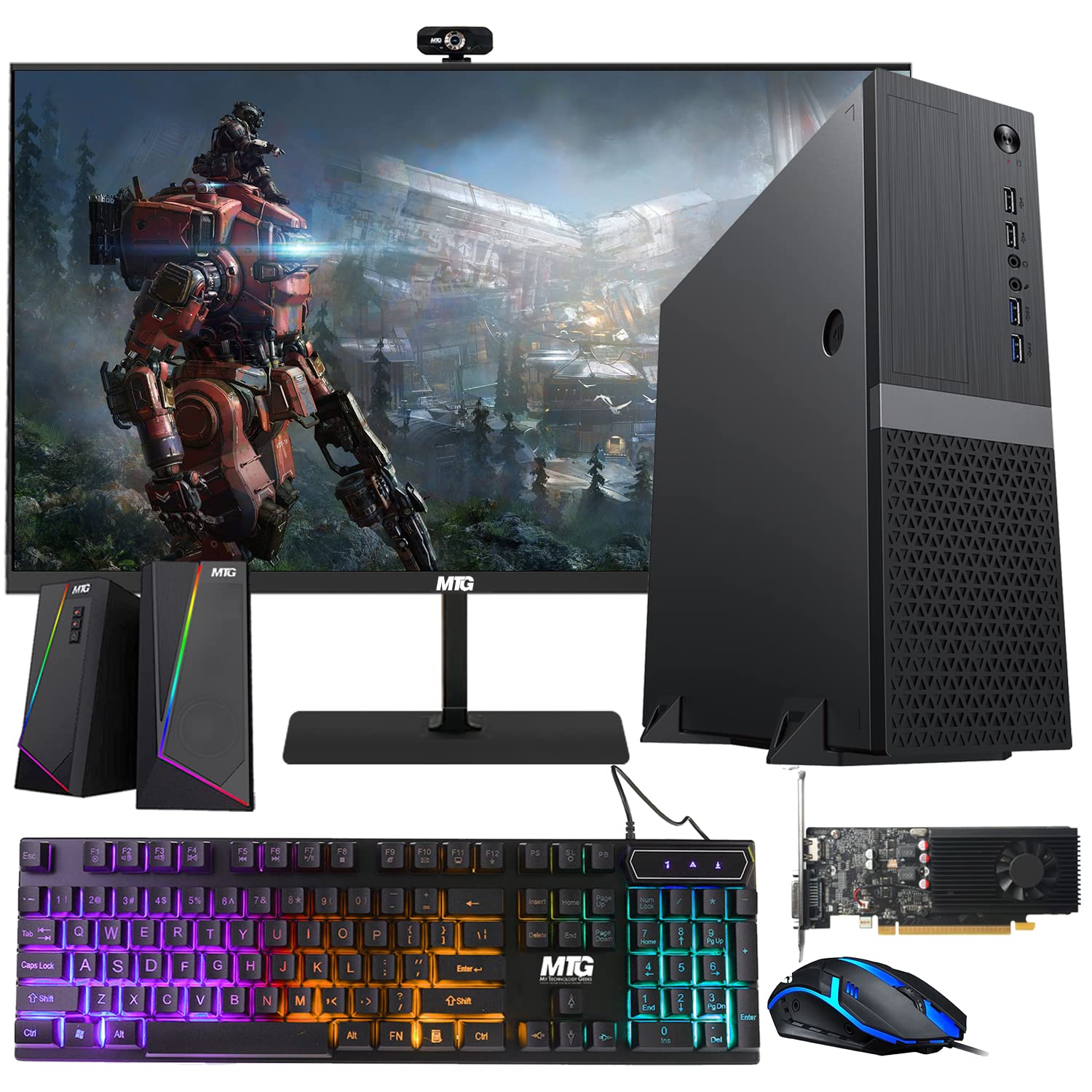 Gaming Desktop PC, Intel Core i5 8th Gen, TechMagnet Heera, AMD RX 550, 16GB RAM, 512GB SSD | 1TB HDD, MTG New 27 Inch Monitor, RGB Keyboard Mouse, Speaker, Webcam, WiFi, Win 10 Pro (Renewed)