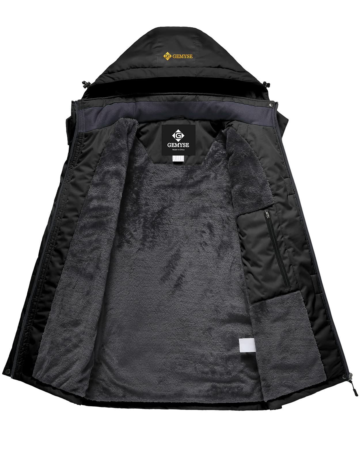 GEMYSE Women's Mountain Waterproof Ski Jacket Windproof Snow Coat With Hood (Black-J,X-Large)