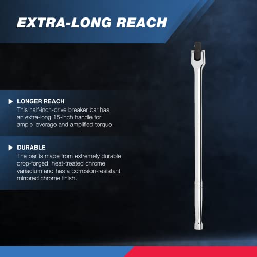 Neiko 00206A 1/2" Drive Breaker Bar, 24-Inch , Flex Head Chrome-Moly Cr-Mo, Lug Nut Wrench, Tire Bar, Cheater Bar