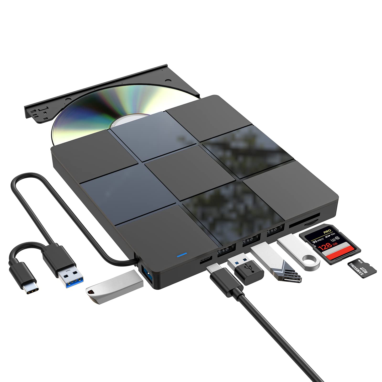 FOESUNIT External DVD Drive, USB 3.0 CD DVD +/- RW Burner - PLUG and PLAY - Optical DVD CD ROM Drive for Laptop PC Computer, USB CD DVD Adapter Compatible with Windows 11/10 Mac OS