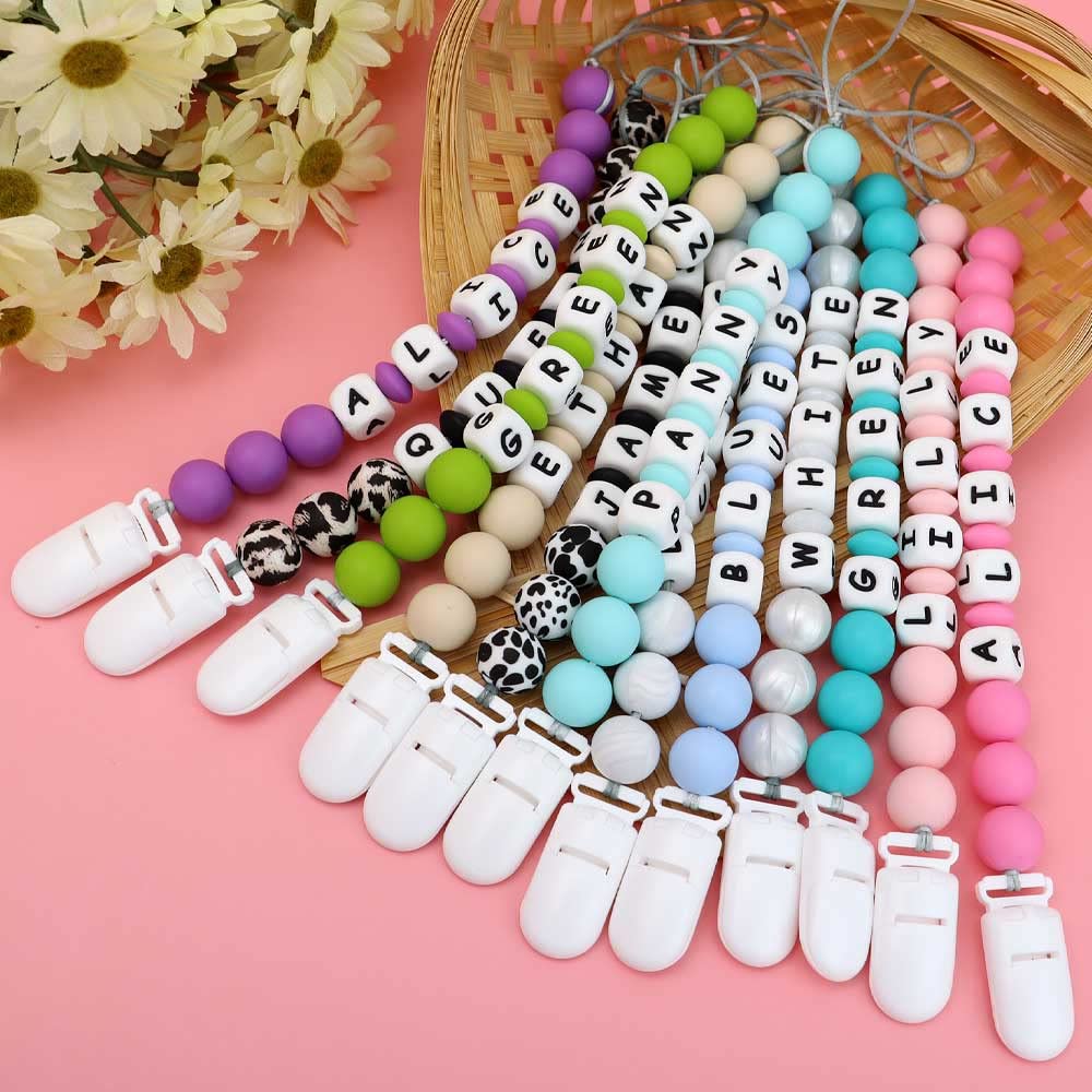 Pack of 2 Personalized Stroller Clip with Name(LightPink+Lightpurple)