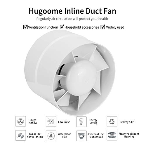 Inline Duct Fan 4 Inch Vent Booster, HVAC Exhaust Intake Fans 76 CFM, Ventilation Blower for Grow Tent Attic Kitchen Garage Greenhouse Basement (Φ 4 inch/110v)