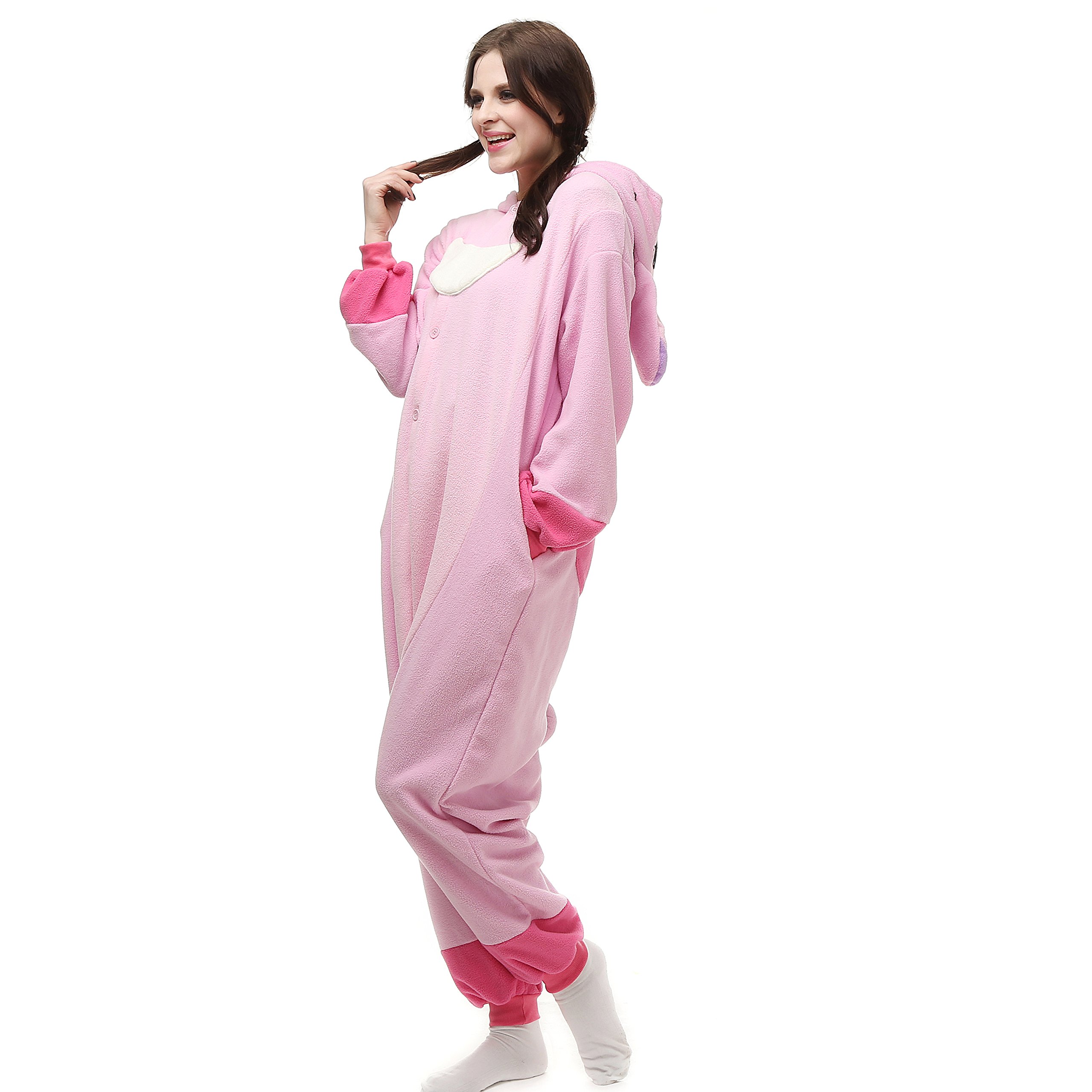 Etoson Stitch Onesie Cosplay Halloween Costume Unisex Animal Pajama,Stitch-pink,L