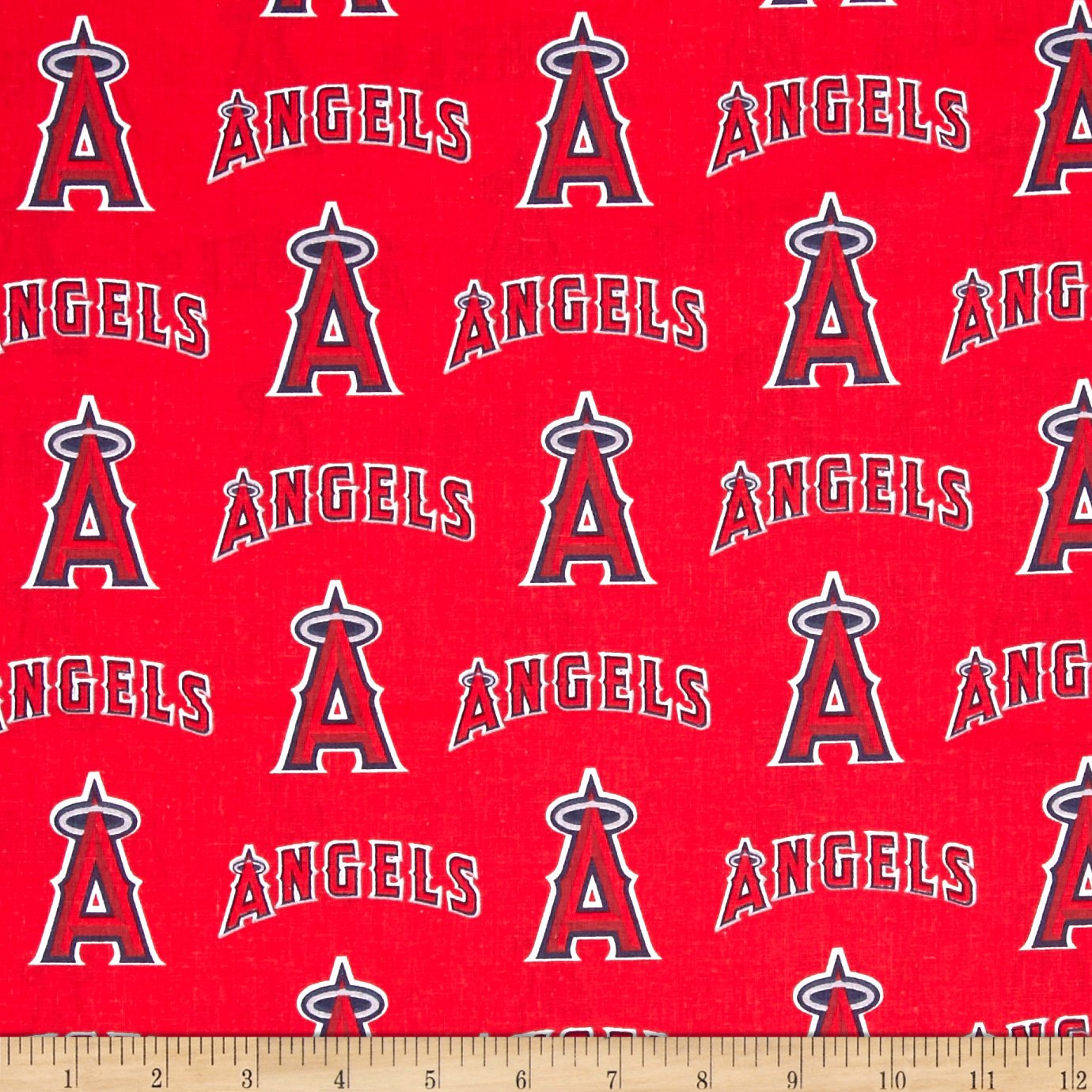 MLB Cotton Broadcloth Los Angeles Angels of Anaheim Red/Blue, Quilting Fabric by the Yard