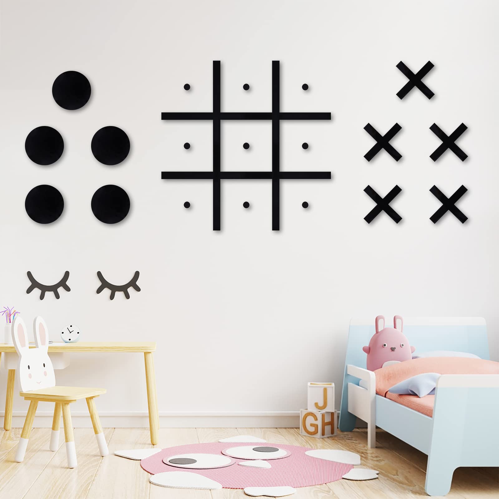 Magnetic Tic Tac Toe Wall-Mount Game, Game Room Decor,Kids&Adults Indoor Party Game,Modern Wall Decals for Kids Room