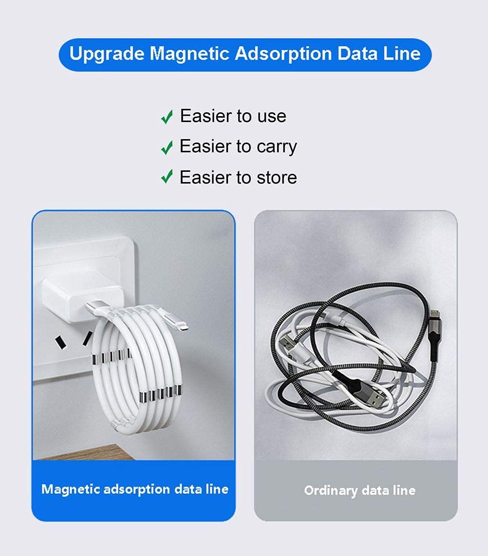 JJKKZVZ 2Pack Upgraded Micro USB 2.0 Magnetic Charging Cable, 3FT Android Charger Cable Data Transfer Cable for All Micro USB Devices