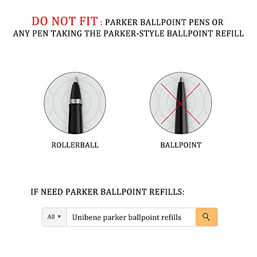 Unibene Parker Compatible Rollerball Refill 6 Pack, 0.7mm Medium Point - Black, Smooth Writing Replaceable German Gel Ink Pen Refills for IM Sonnet Urban Pens