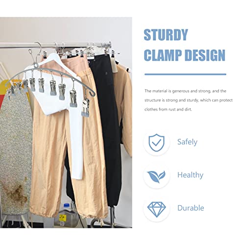 Zerodeko Clothes Hanger with 10 Clips Clothes Drying Rack Stainless Steel Laundry Drying Rack Sock Hanger Underwear Hanger for Drying Towels Diapers Bras Lingerie Baby Clothes Grey
