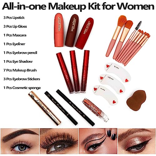 UNIFULL 190 Colors Makeup Pallet,Professional Makeup Kit for Women Full Kit,All in One Makeup Sets for Women&Beginner,include Eyeshadow,Lipstick,Compact Powder,Eyeliner,Glitter Powder,Concealer,makeup brush(004-Black)