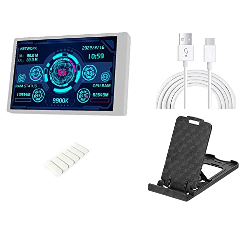 Lyzeous 1 Set Secondary Screen Computer Monitor for Mini ITX Case 3.5 Inch IPS CPU GPU RAM HDD Monitoring USB Display AIDA64 White