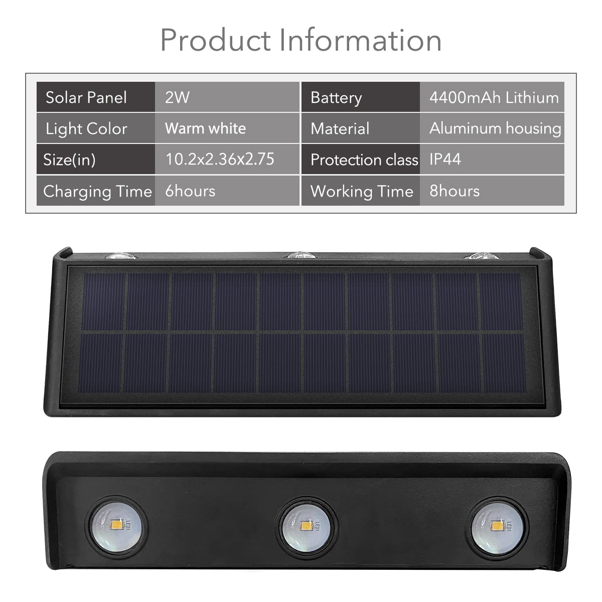 Mrzxy Solar Wall Lights Outdoor Aluminum Housing Waterproof Up and Down Wall Sconce Dusk to Dawn LED Outdoor Lighting for House Yard Deck Garage Front Porch