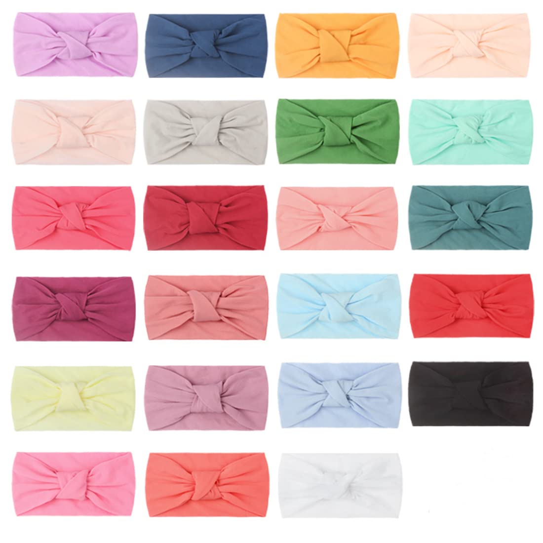 Whteian Baby Girls Headbands Newborn Infant Toddler Hairbands Turban Knotted Bows Children Hair Accessories (23 - Color)