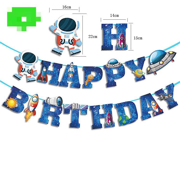 Kids Outer Space Party Decorations,Outer Space astronaut Rocket Spaceship Happy Birthday Banner,Solar System Spiral Planet Decoration, Space Theme Cupcake Toppers,Space Birthday Party Supplies