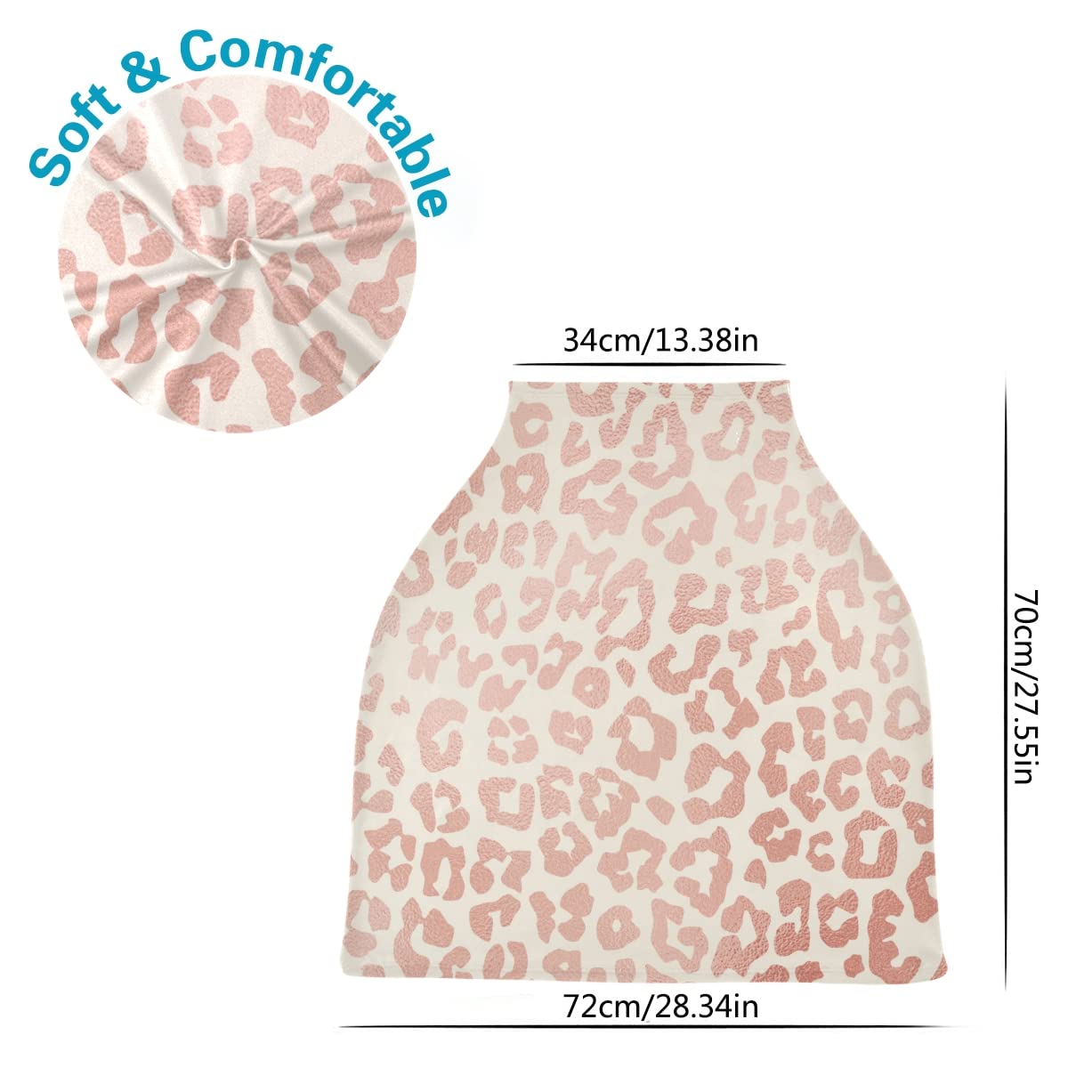 Nursing Cover Breastfeeding Soft Carseat Canopy Cute Rose Gold Leopard Print Cheetah Multi Use for Baby Car Seat Covers Canopy Shopping Cart Cover Scarf Light Blanket Stroller Cover