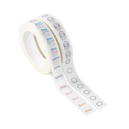 Erin Condren Designer Washi Tape Duo - Checklist and Hourly Layouts, 2 Rolls, 16 Feet Each. Decorative Adhesive Tape for Customizing Notebooks, Calendars, Agendas, and More