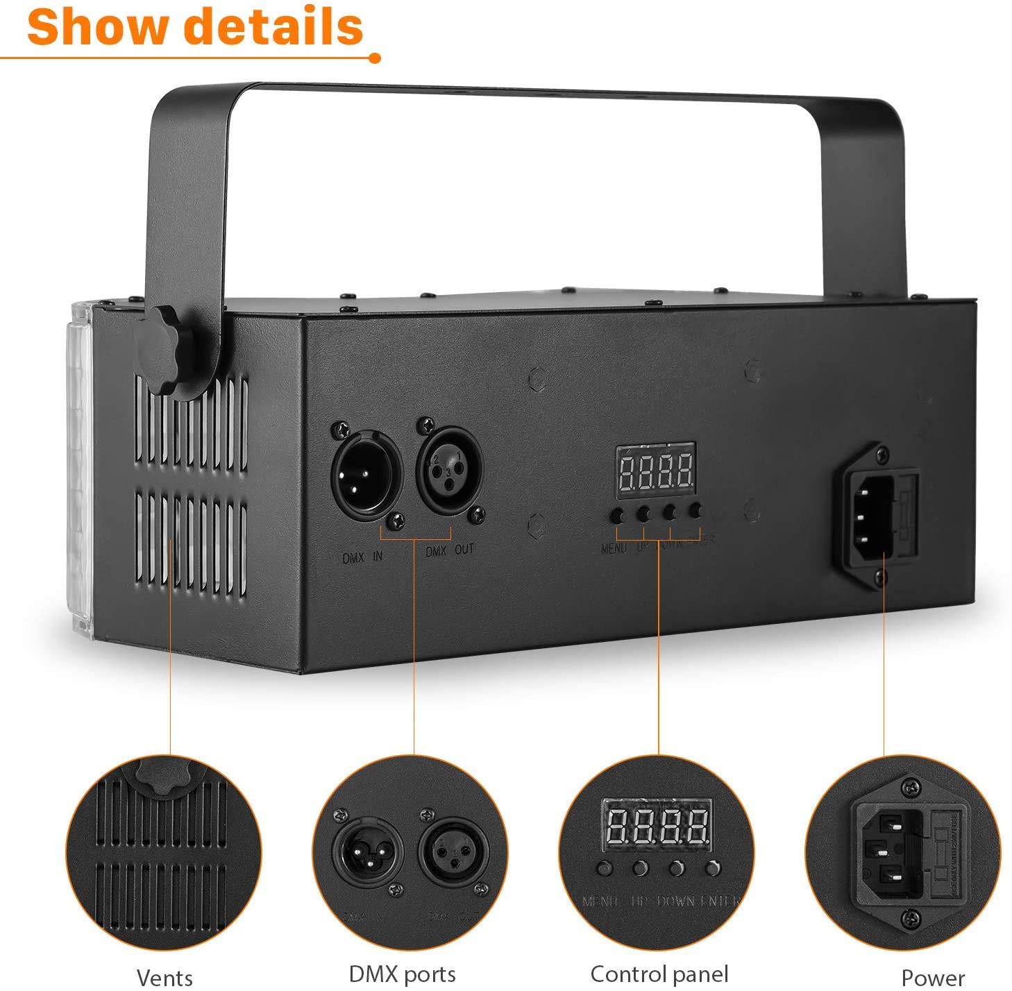 DJ Lights for Parties, BSYUN RGB LED Butterfly Disco DJ Lights with Sound Activated Strobe Effect for Indoor Parties (3.7 x 2.7 x 4.7 inches)